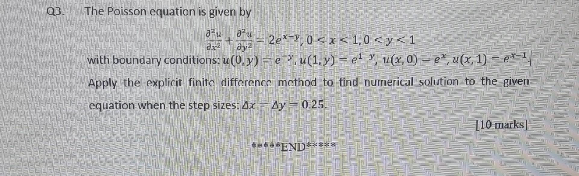 Solved Q3. The Poisson equation is given by | Chegg.com
