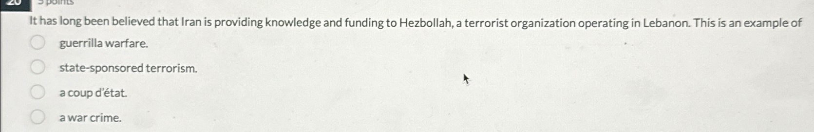 Solved It has long been believed that Iran is providing | Chegg.com