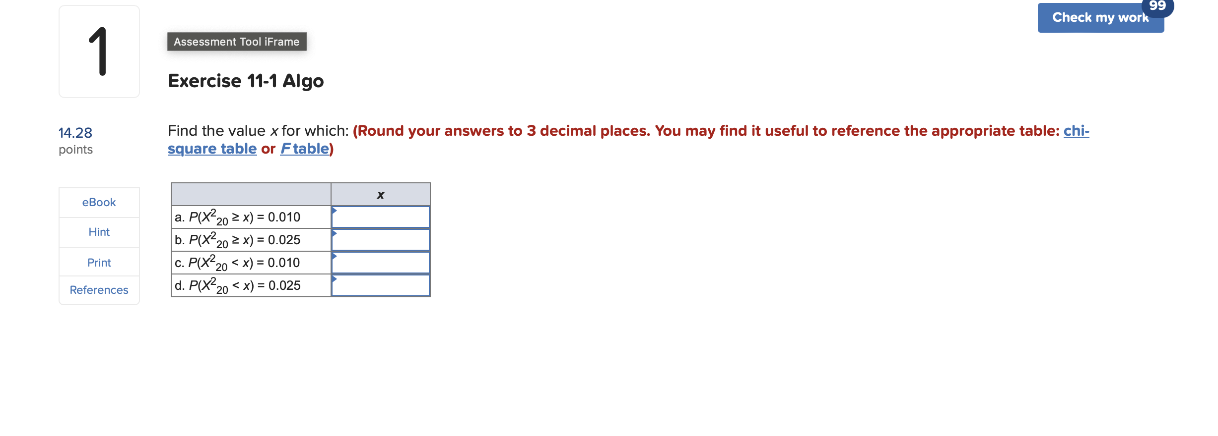 Solved Exercise 11-1 ﻿AlgoFind the value x ﻿for which: | Chegg.com