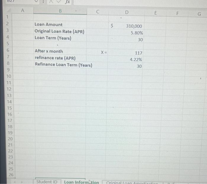 Solved Uso Excsit work shert to build two Mortgage | Chegg.com