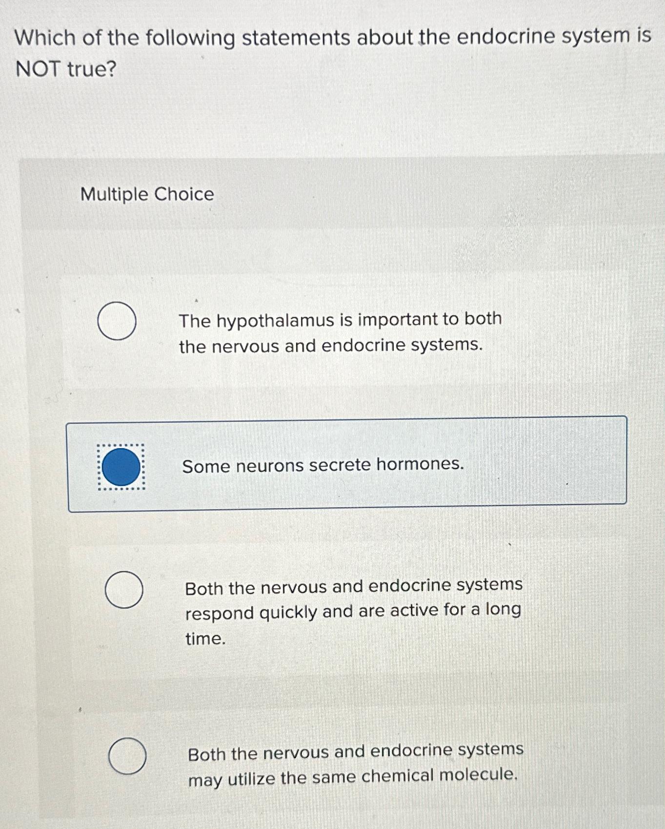 Solved Which of the following statements about the endocrine | Chegg.com