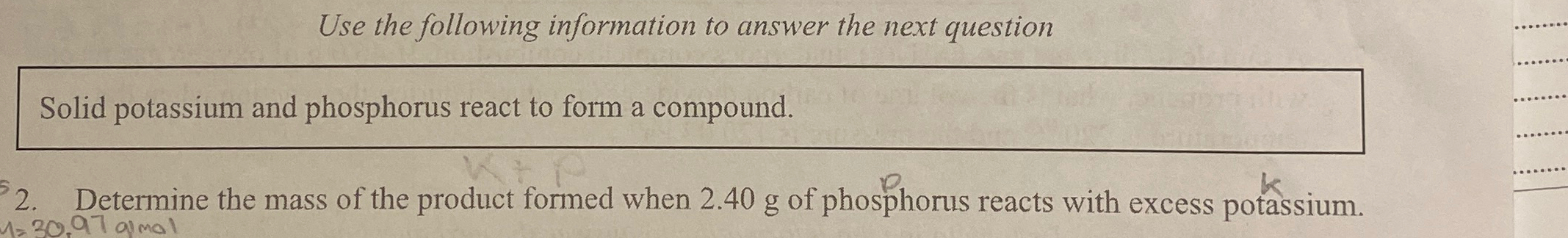 Solved Solid potassium and phosphorus react to form a | Chegg.com