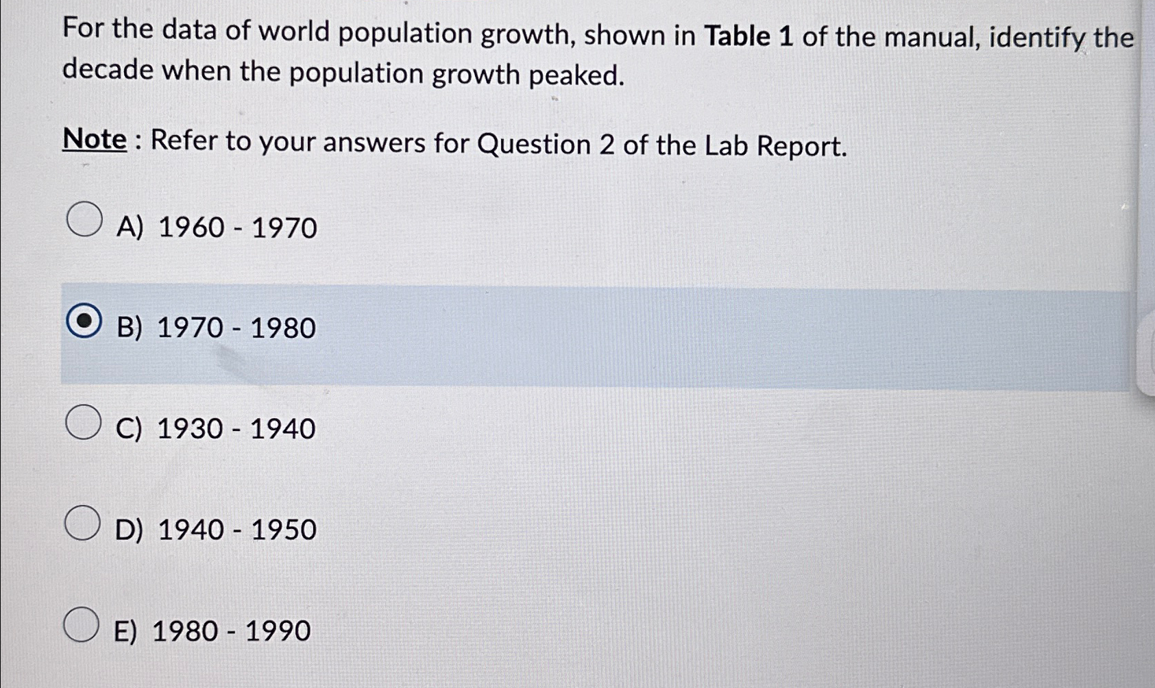 Solved For the data of world population growth, shown in | Chegg.com