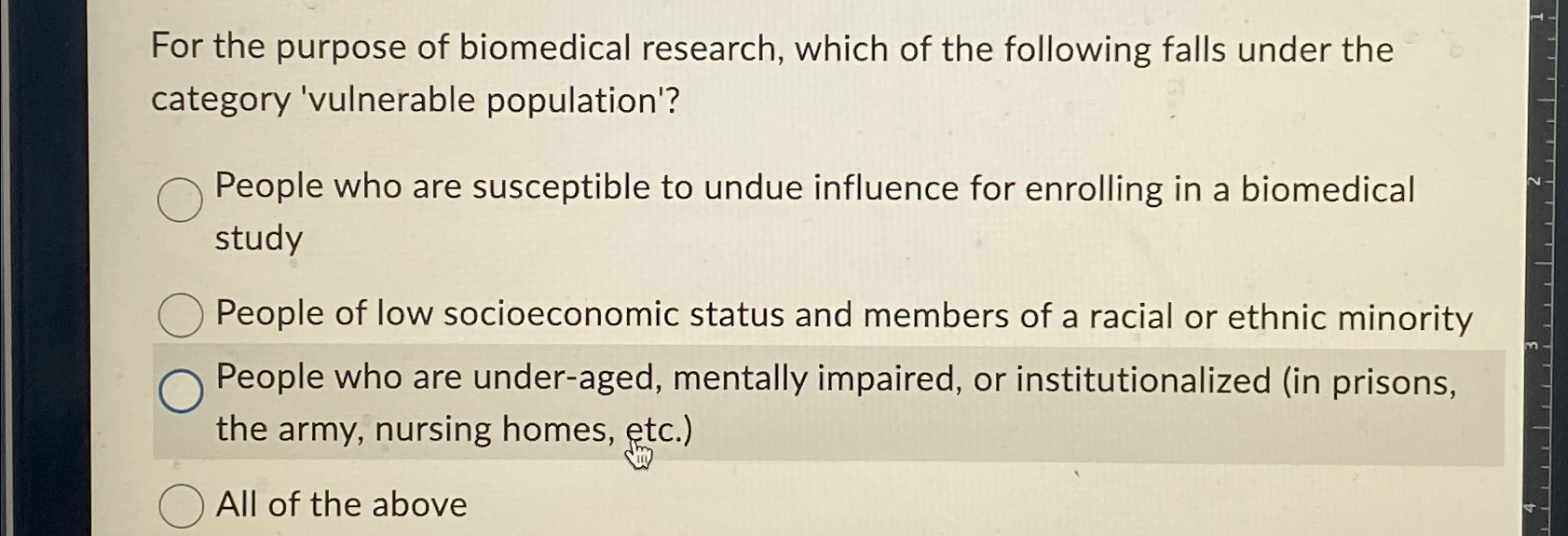 Solved For the purpose of biomedical research, which of the | Chegg.com