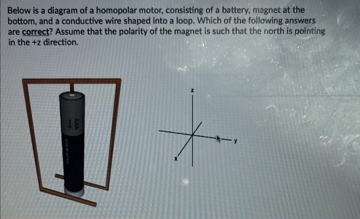 Solved Below is a diagram of a homopolar motor, consisting | Chegg.com