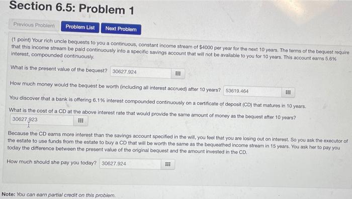 Solved Section 6.5: Problem 1 Previous Problem. Probler List | Chegg.com
