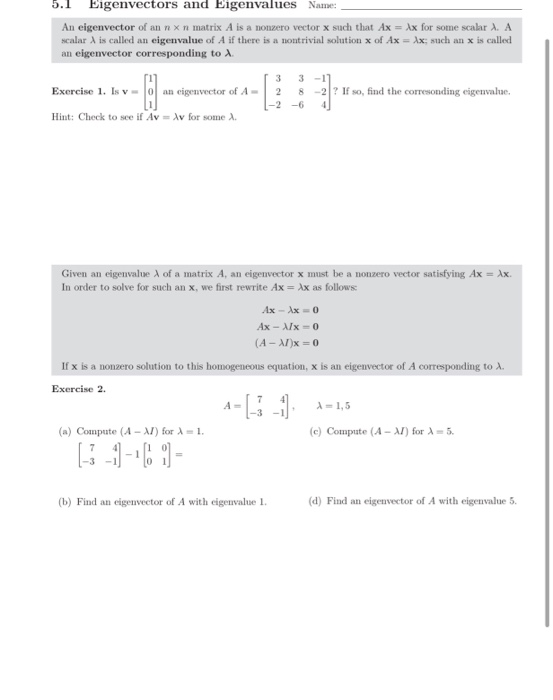 Solved 5.1 Eigenvectors and Eigenvalues Name: An eigenvector | Chegg.com