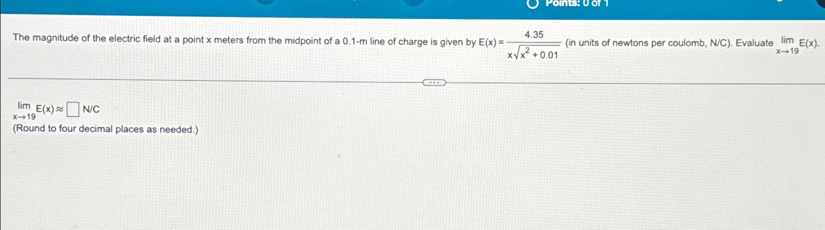 Solved The magnitude of the electric field at a point x | Chegg.com
