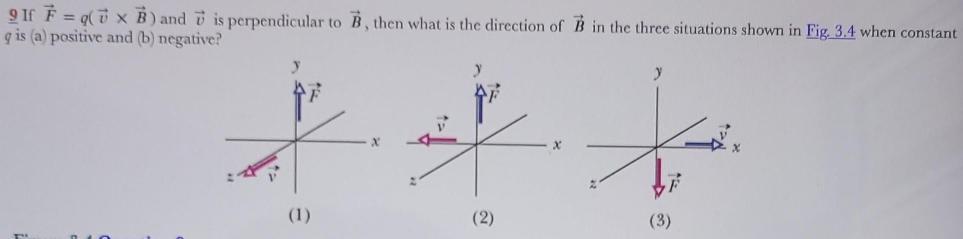 Solved 9 If F=q(v×B) and v is perpendicular to B, then what | Chegg.com