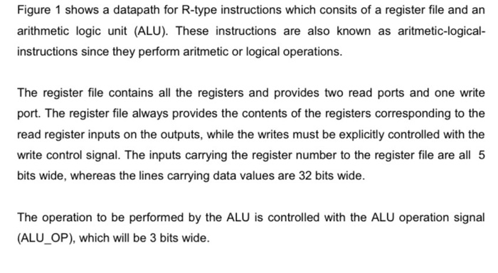 Figure 1 shows a datapath for R-type instructions | Chegg.com