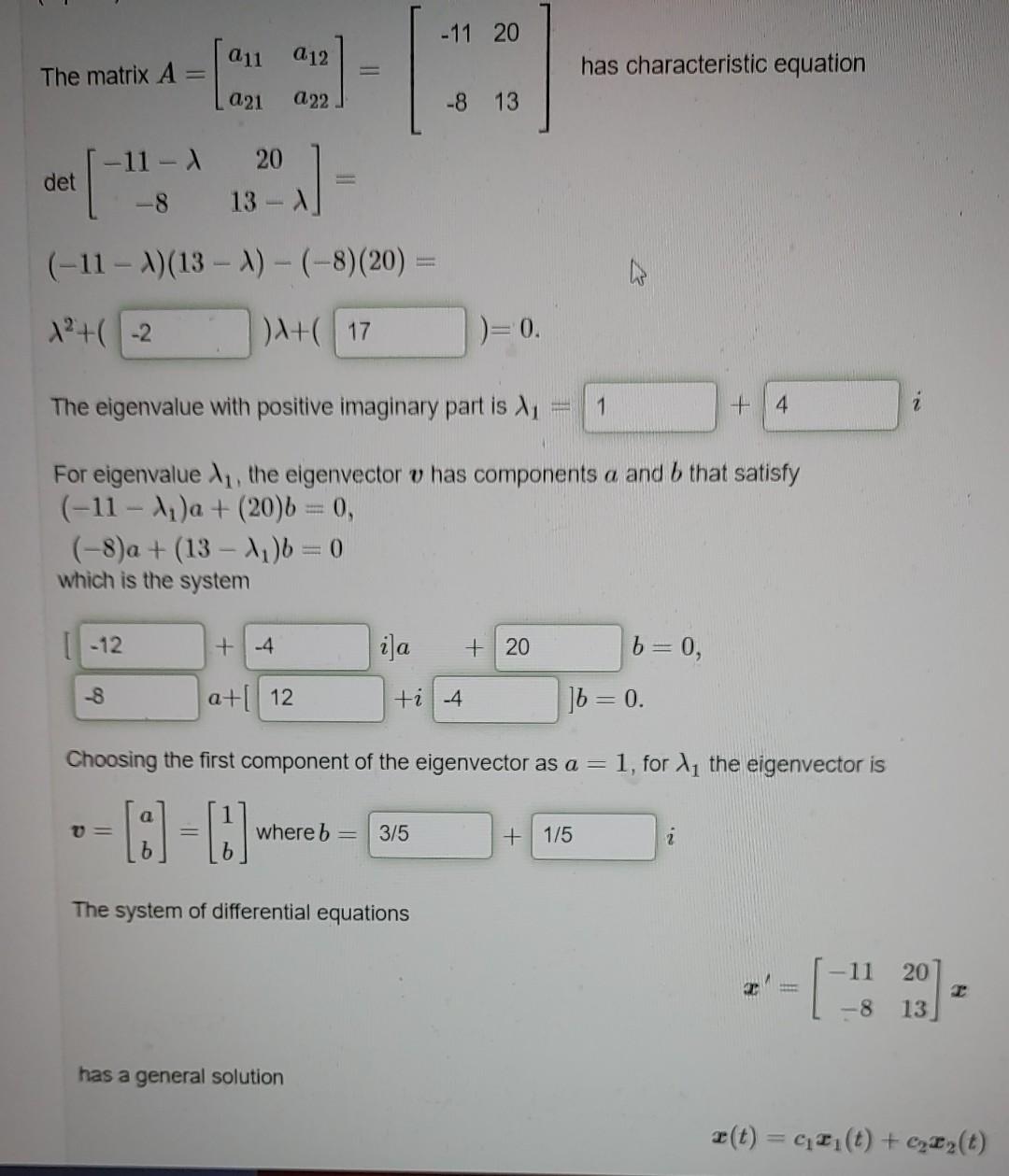 Solved -11 20 011 a12 The matrix A has characteristic | Chegg.com