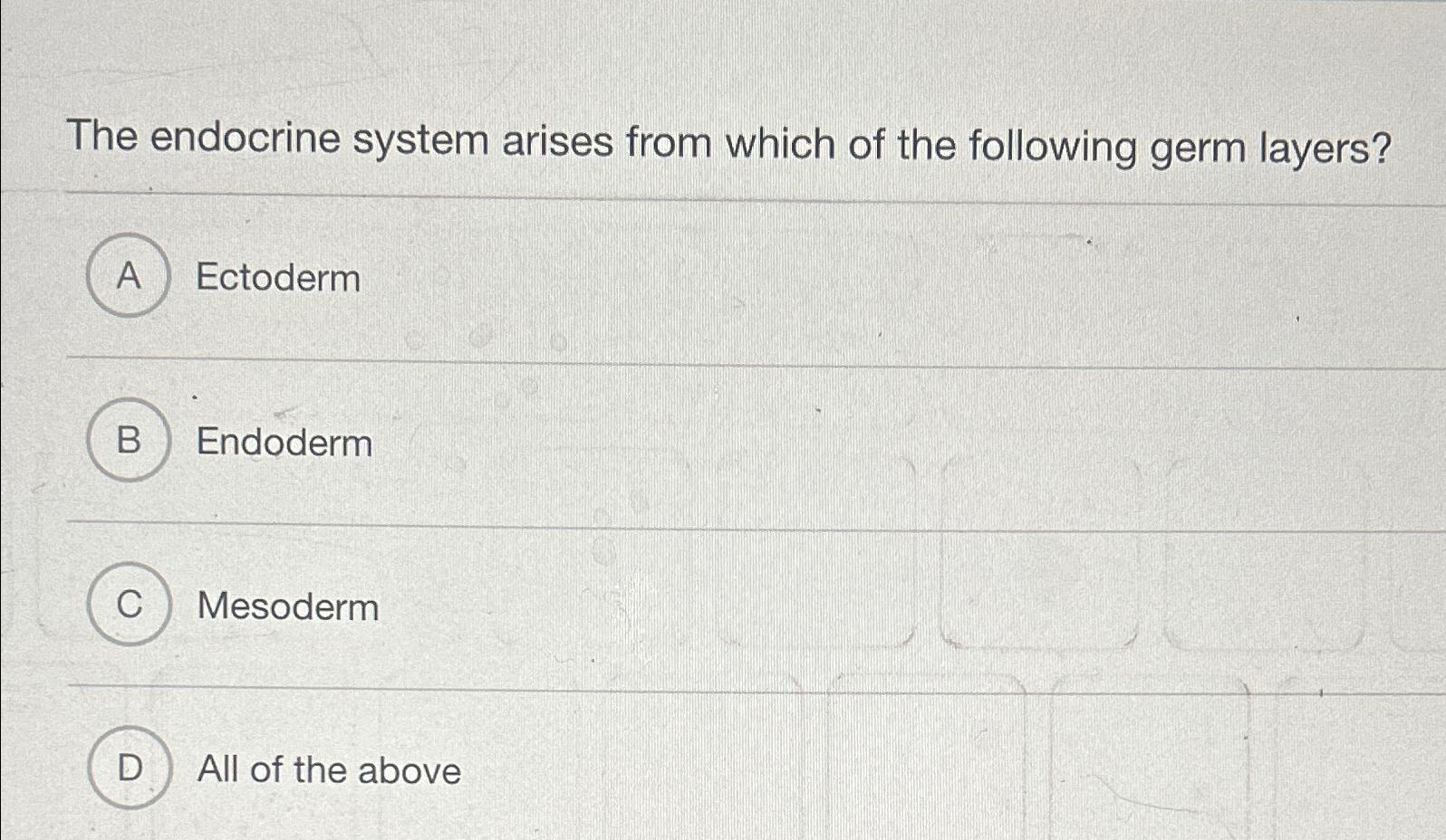Solved The endocrine system arises from which of the | Chegg.com