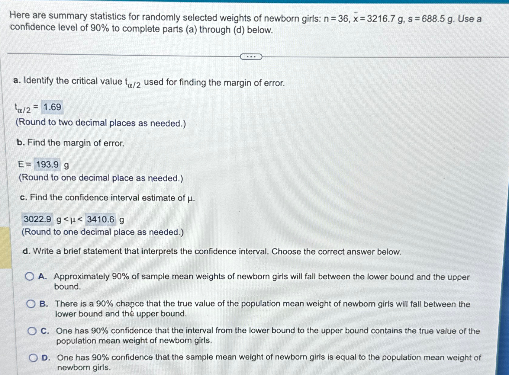 Solved Here are summary statistics for randomly selected | Chegg.com