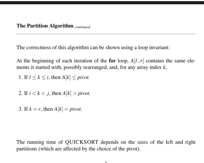 Solved The Partition Algorithm Continued The Correctness Of