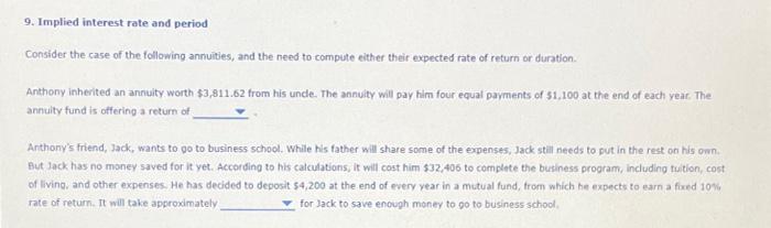 Solved 9. Implied interest rate and period Consider the case | Chegg.com