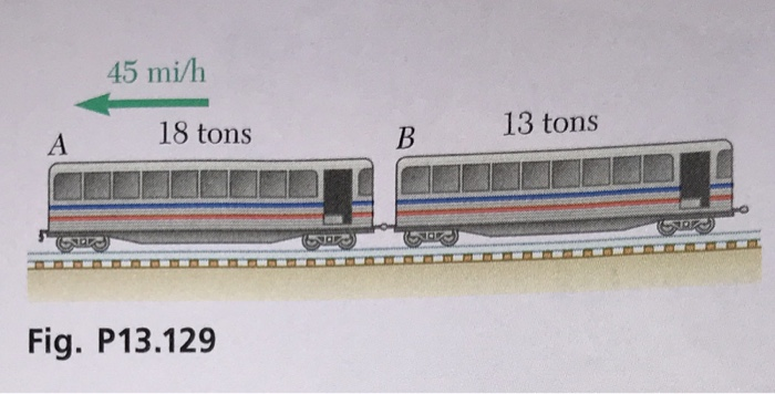 Solved 13.129 A light train made of two cars travels at 45 | Chegg.com