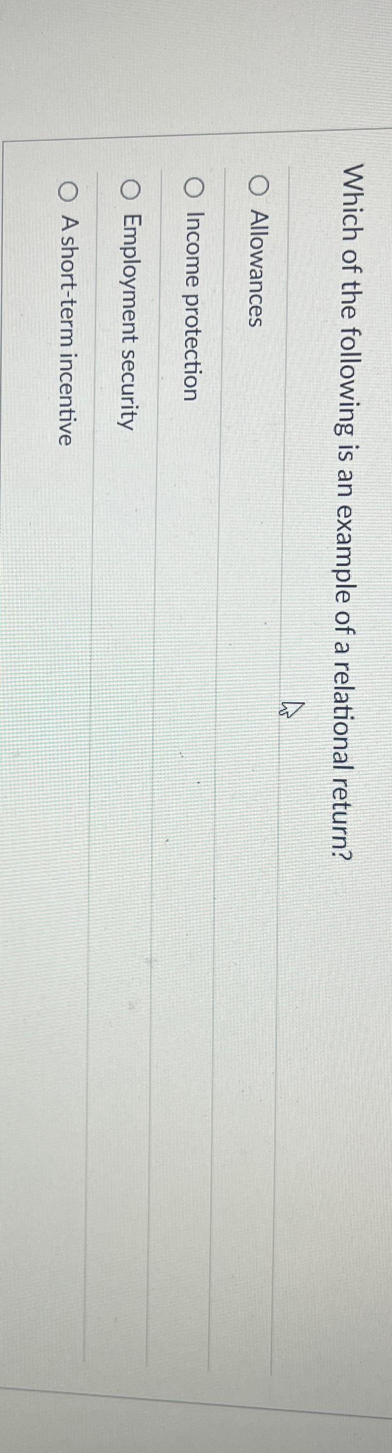 Solved Which of the following is an example of a relational | Chegg.com