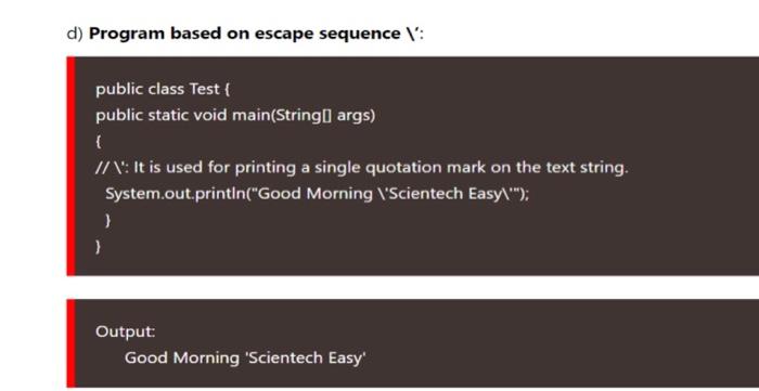 Solved Output: Good Morning Scientech Easy Program based on | Chegg.com