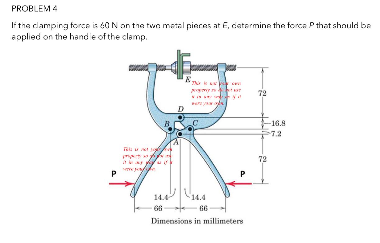 Solved PROBLEM 4If the clamping force is 60 ﻿N on the two | Chegg.com
