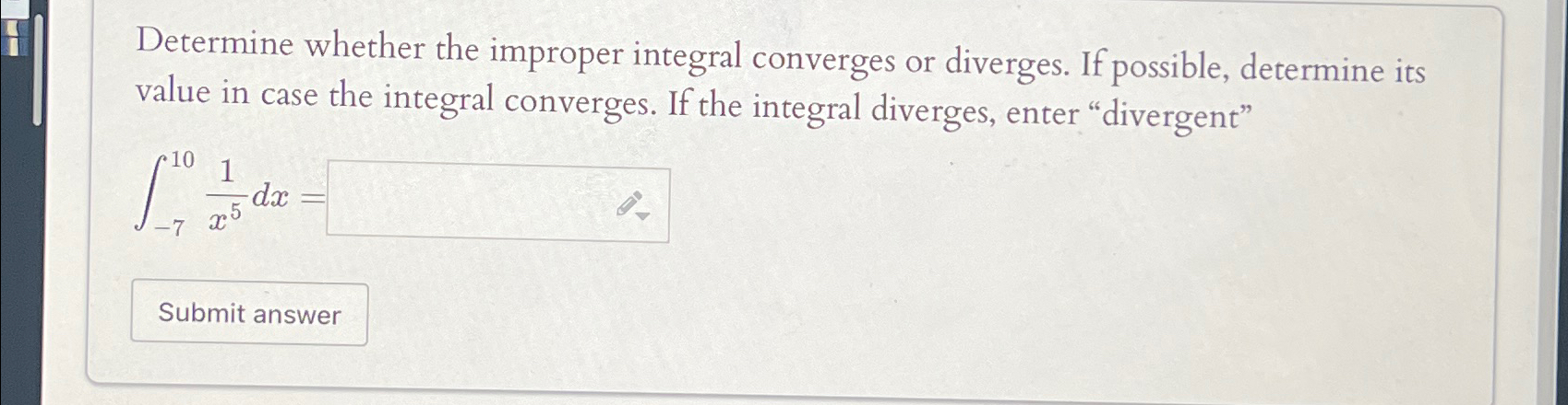 Solved Determine whether the improper integral converges or | Chegg.com