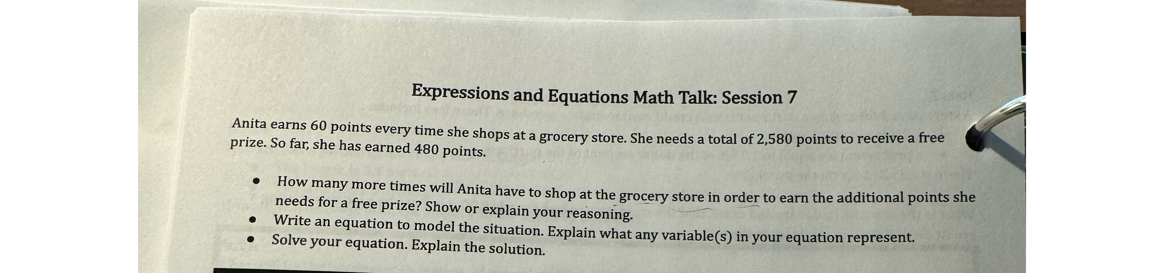 Solved Expressions and Equations Math Talk: Session 7Anita | Chegg.com