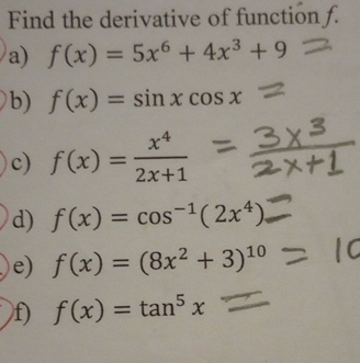 Solved Find the derivative of function | Chegg.com