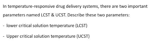 Solved In temperature-responsive drug delivery systems, | Chegg.com