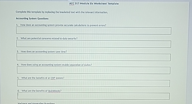 Solved ACC 317 ﻿Module Sis Worksheet TemplateComplete this | Chegg.com