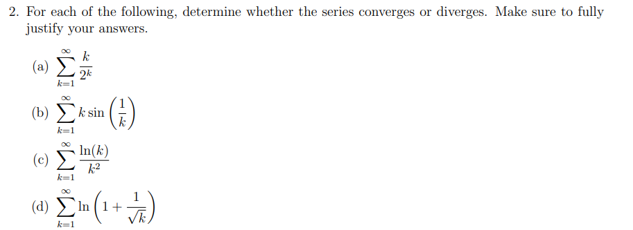 Solved For each of the following, determine whether the | Chegg.com