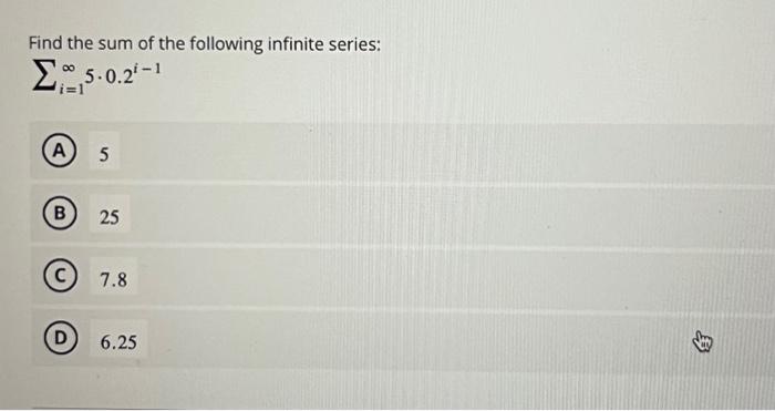 Solved Find the sum of the following infinite series: \\[ | Chegg.com
