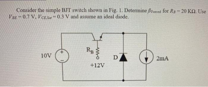 Solved Consider the simple BJT switch shown in Fig. 1. | Chegg.com