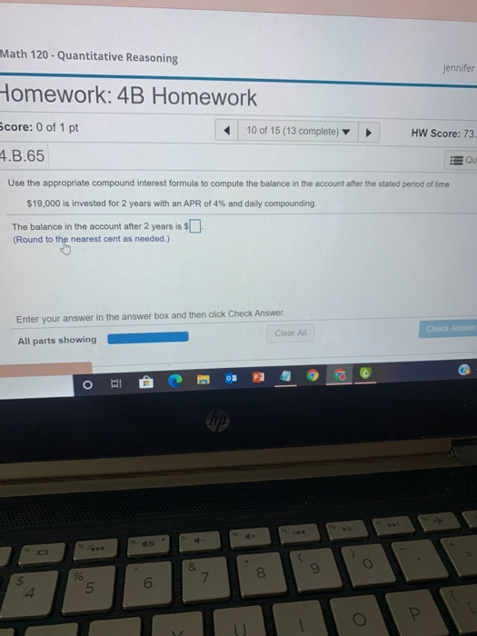 Solved Math 120 - Quantitative Reasoning jennifer Homework: | Chegg.com