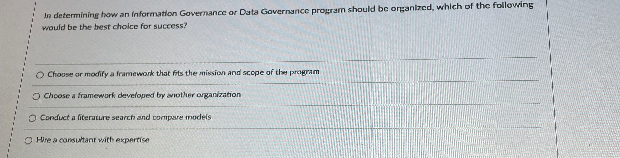 Solved In determining how an Information Governance or Data | Chegg.com