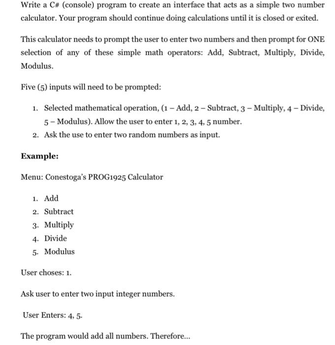 Solved You are creating a console-based program that allows | Chegg.com