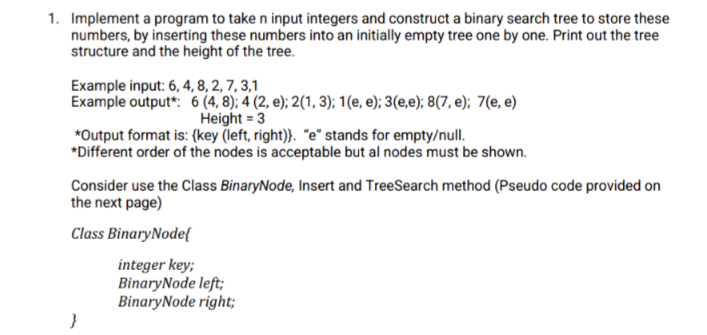 Solved 1. Implement a program to take n input integers and | Chegg.com