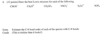 Solved Draw the best Lewis structure for each of the | Chegg.com