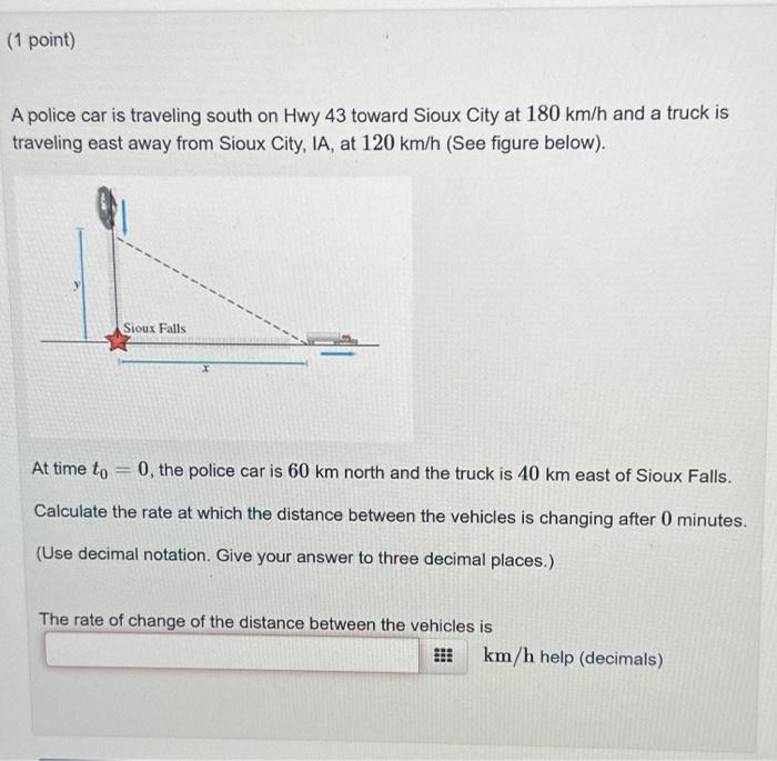 Solved A police car is traveling south on Hwy 43 toward | Chegg.com