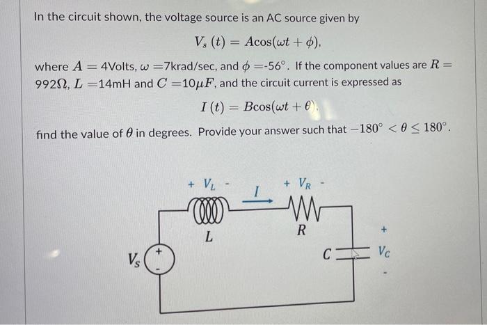 Solved In the circuit shown, the voltage source is an AC | Chegg.com