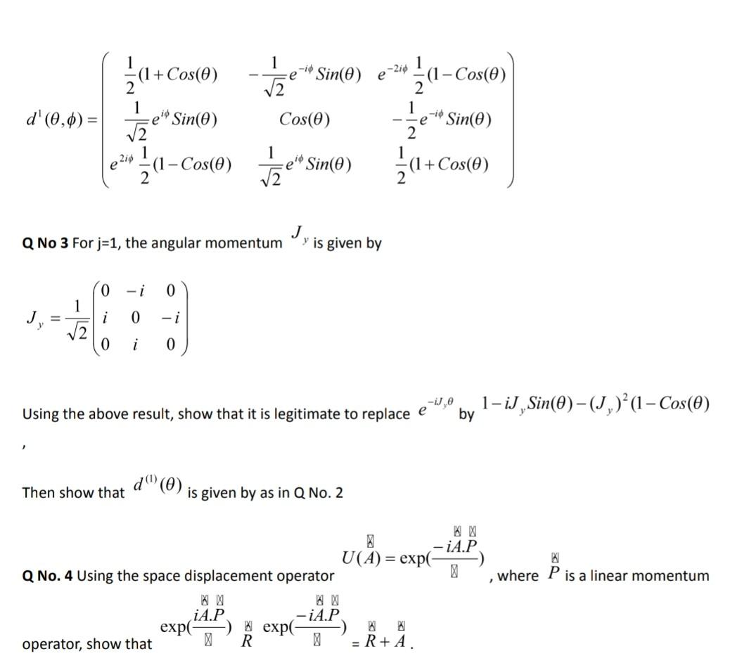 Solved Q No. 1 For j=1, the rotation operator: | Chegg.com