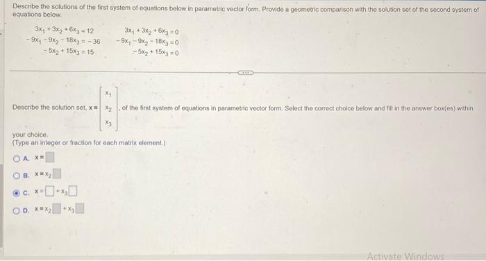 Solved Describe all solutions of Ax=0 in parametric vector | Chegg.com
