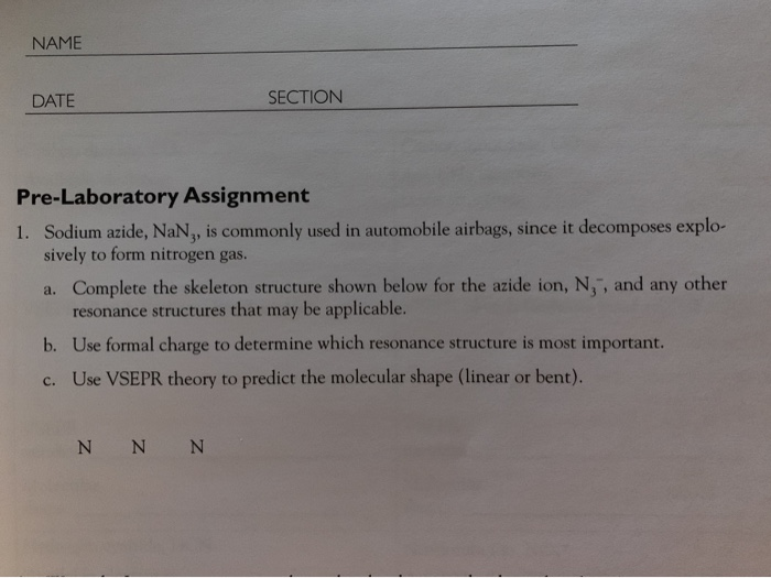 Solved NAME DATE SECTION Pre-Laboratory Assignment 1. Sodium | Chegg.com