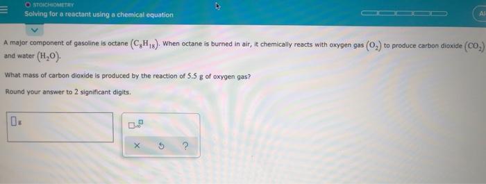 Solved O STOICHIOMETRY Solving for a reactant using a | Chegg.com