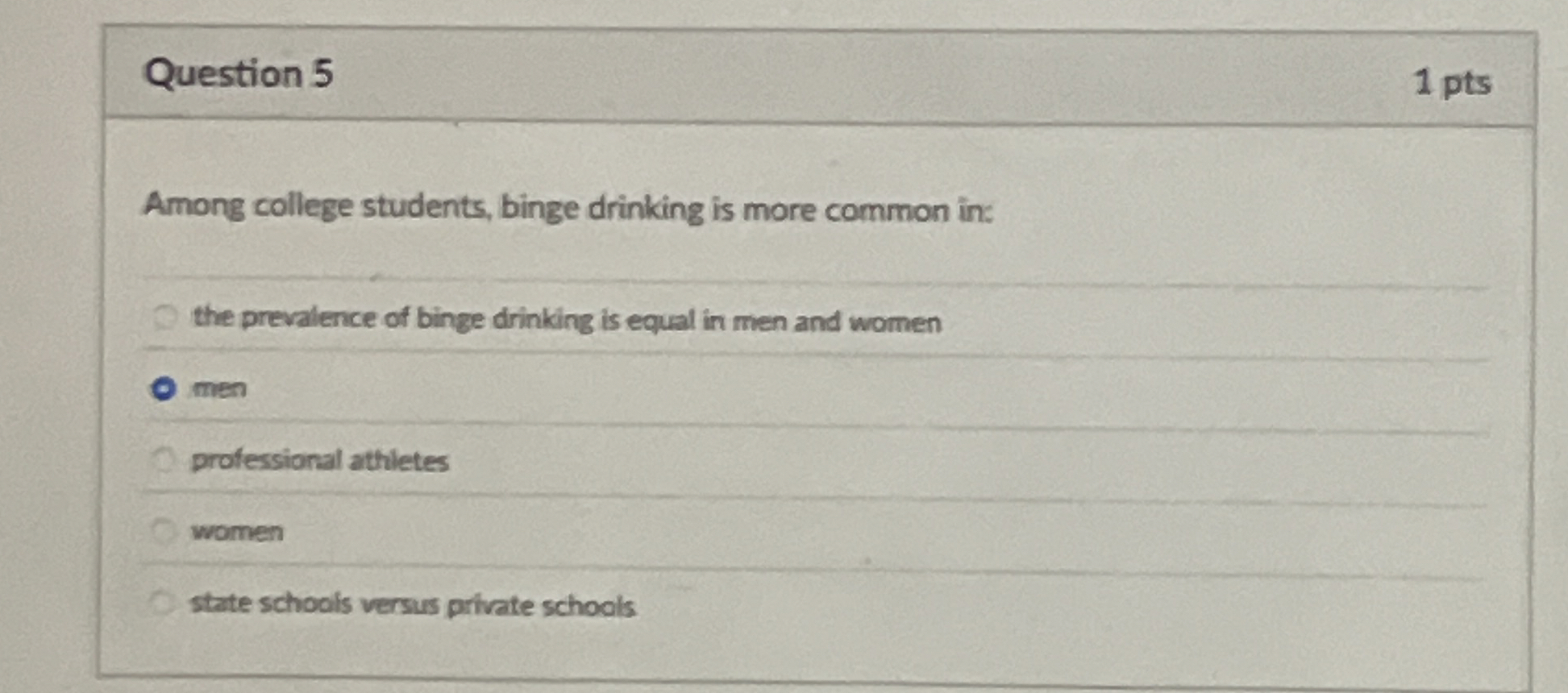 Solved Question 5Among college students, binge drinking is | Chegg.com
