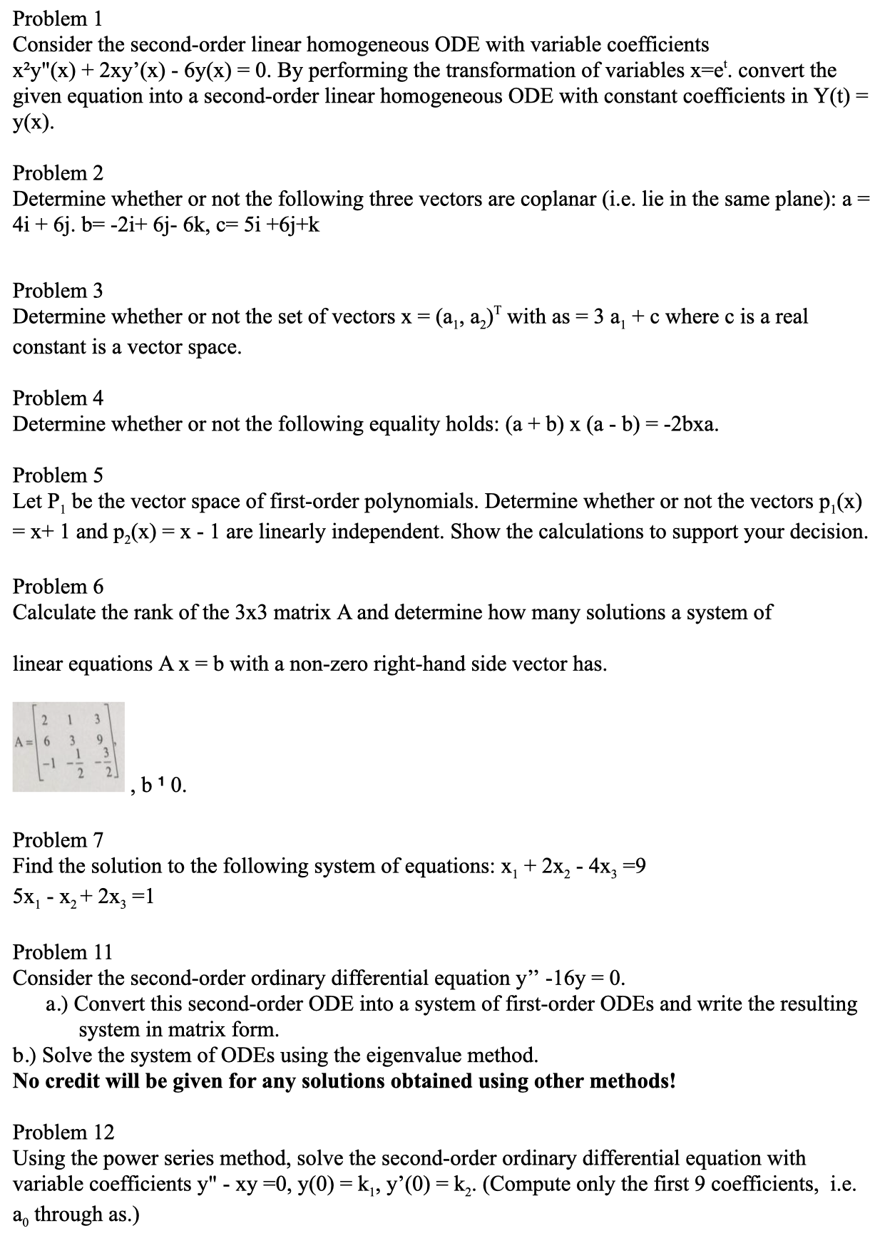 Solved Problem 1consider The Second Order Linear Homogeneous