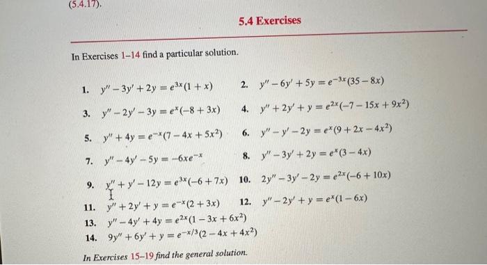 Solved In Exercises 1-14 find a particular solution. 1. | Chegg.com