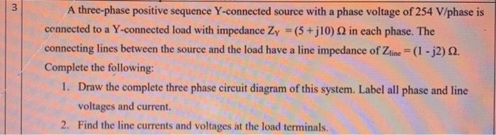 Solved 3 A three-phase positive sequence Y-connected source | Chegg.com