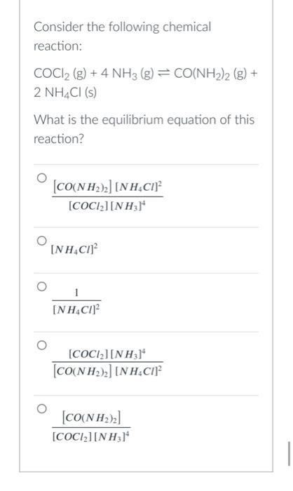 Solved Consider the following chemical reaction: COCl2( | Chegg.com