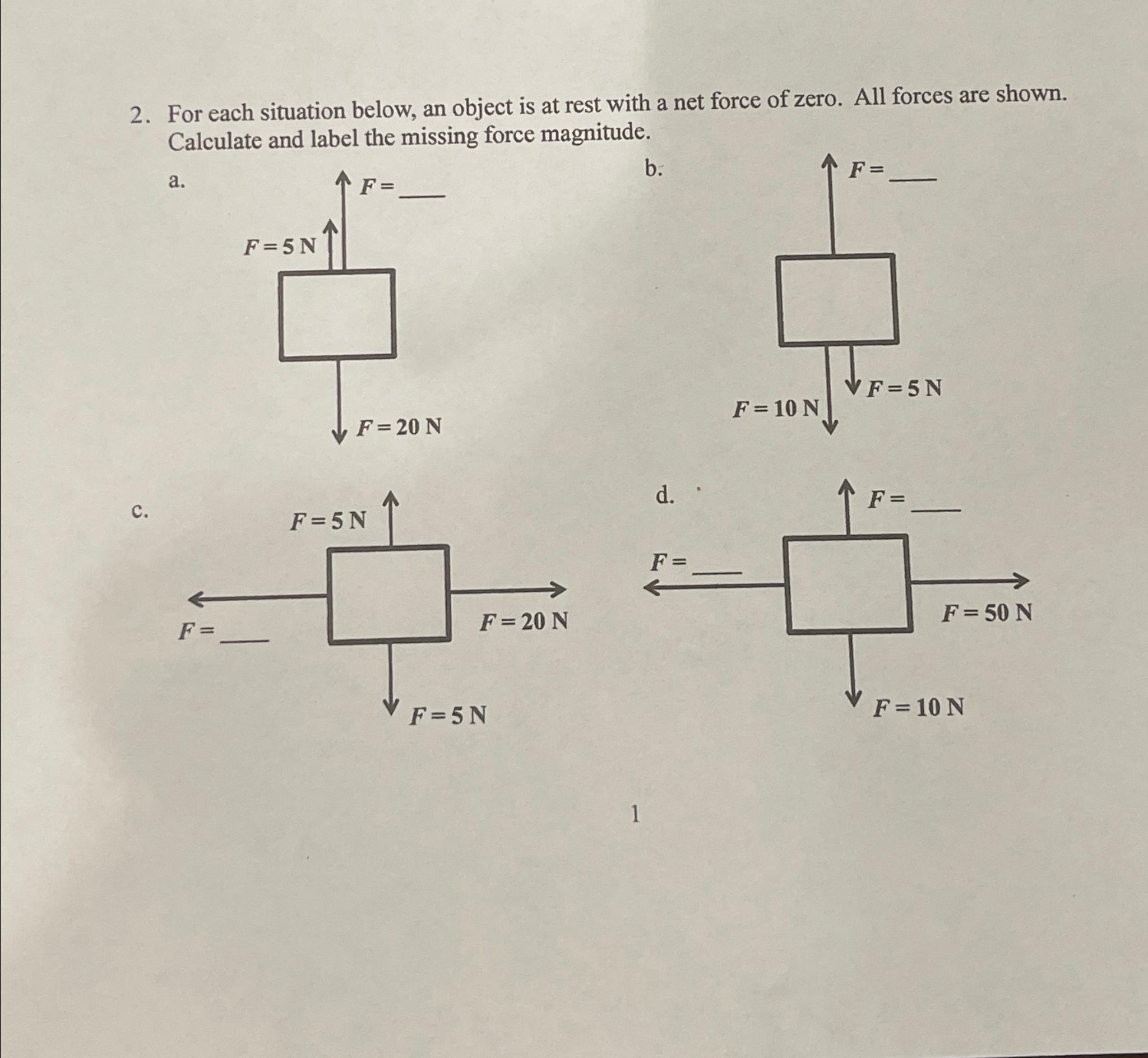 Solved For Each Situation Below An Object Is At Rest With A