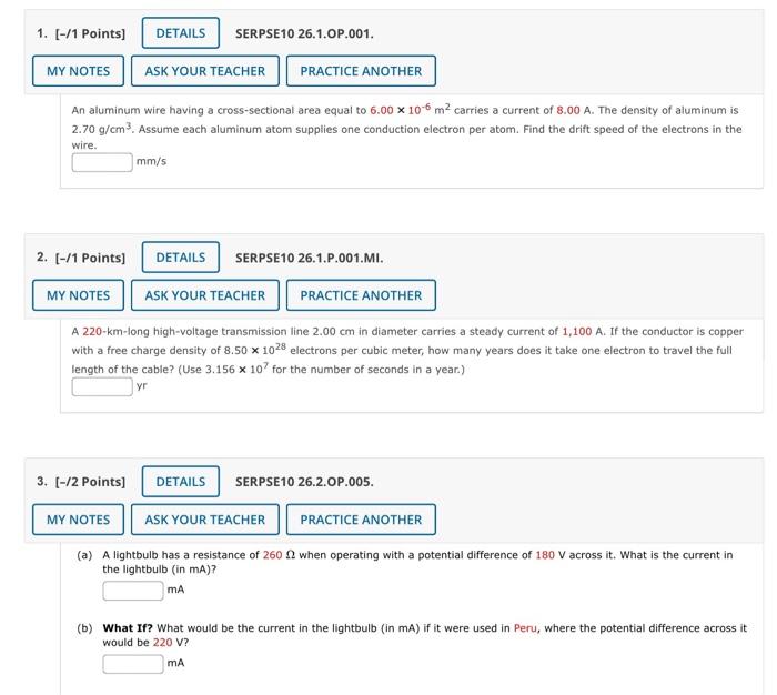 Solved An aluminum wire having a cross-sectional area equal | Chegg.com