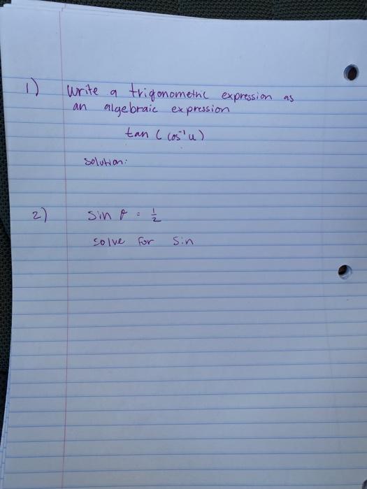 Solved Write a trigonometric expression as algebraic | Chegg.com